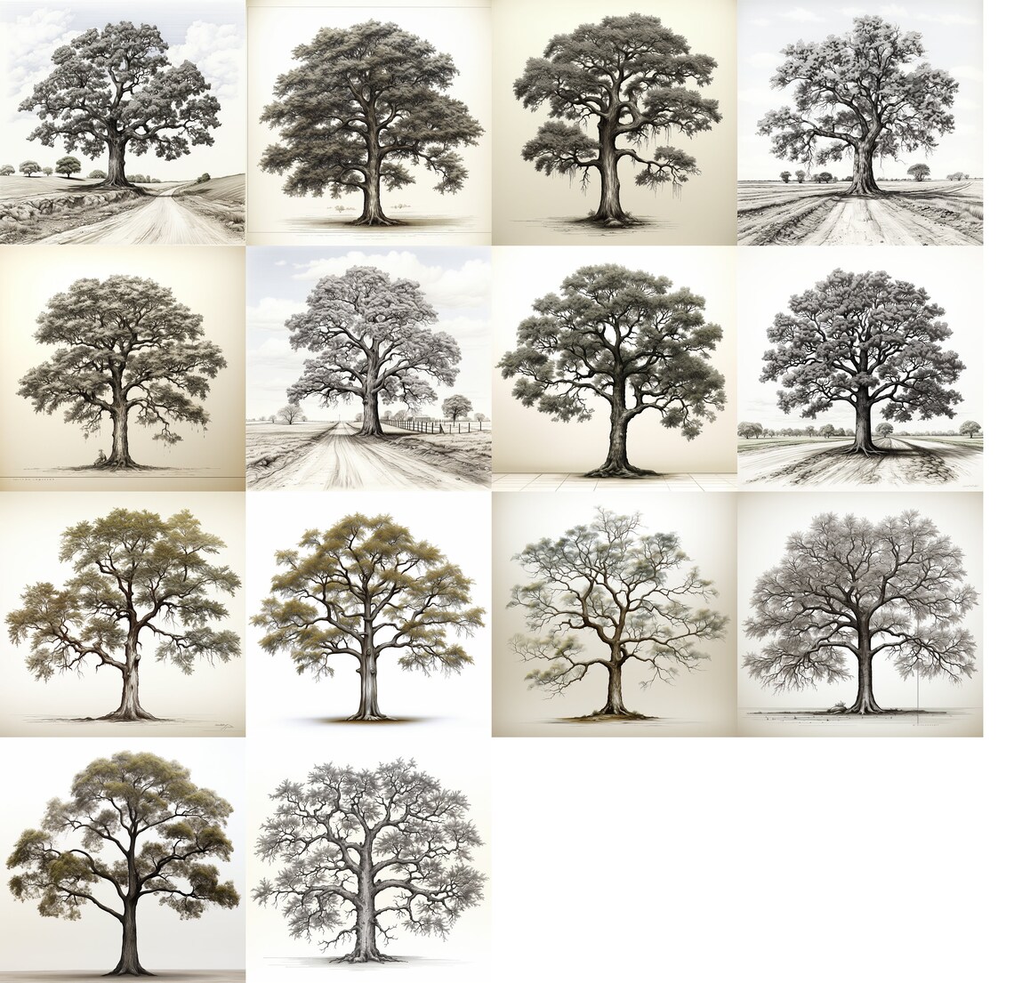 14 Oak Tree SVG & PNG Files for Engraving, CNC Carving, and Crafts ...