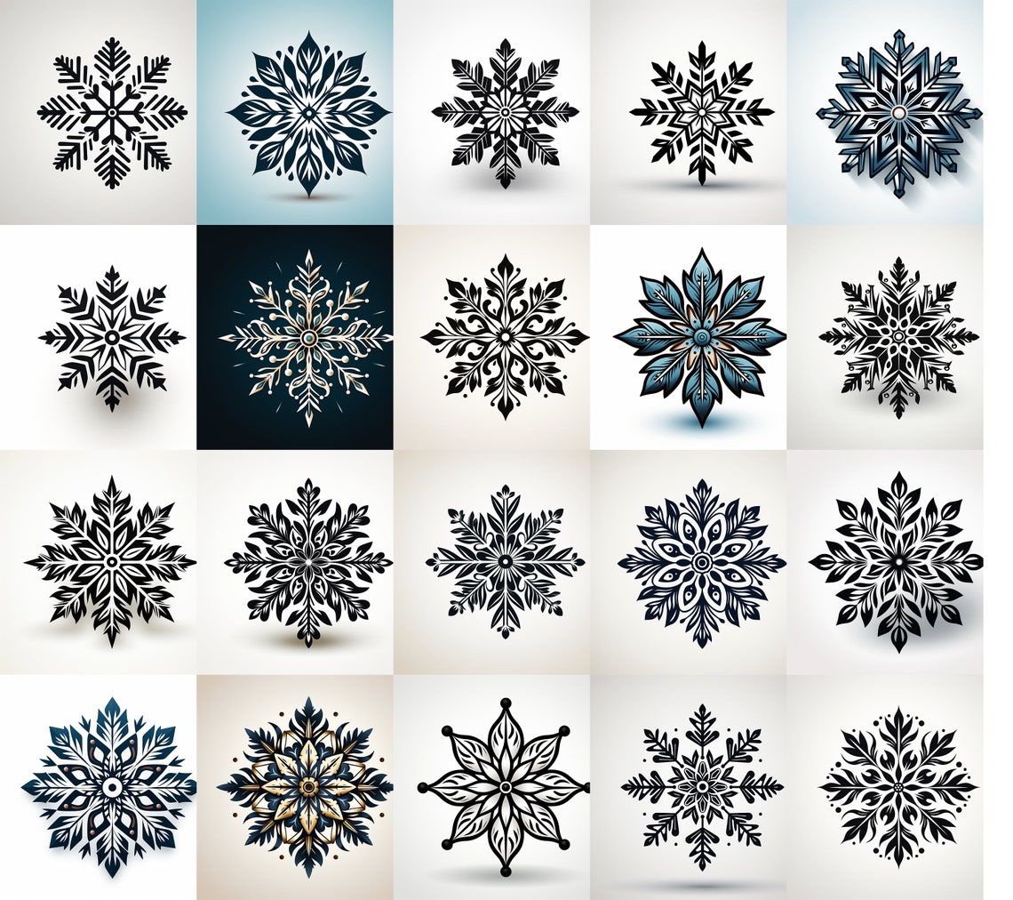 Festive Snowflake SVG Collection - Set of 20 Intricate Winter Designs ...