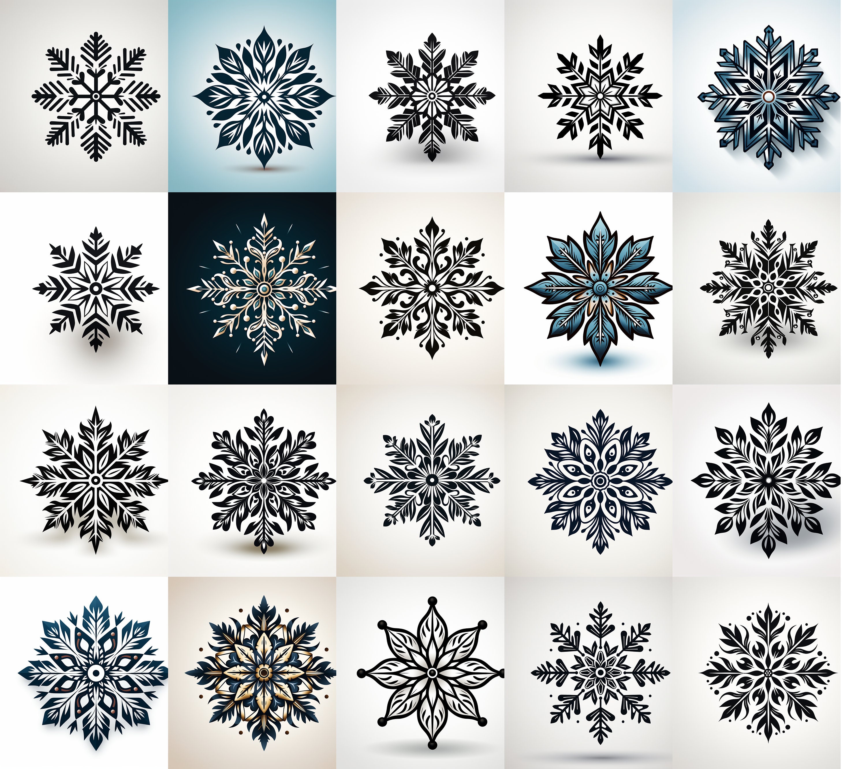 Festive Snowflake SVG Collection - Set of 20 Intricate Winter Designs ...