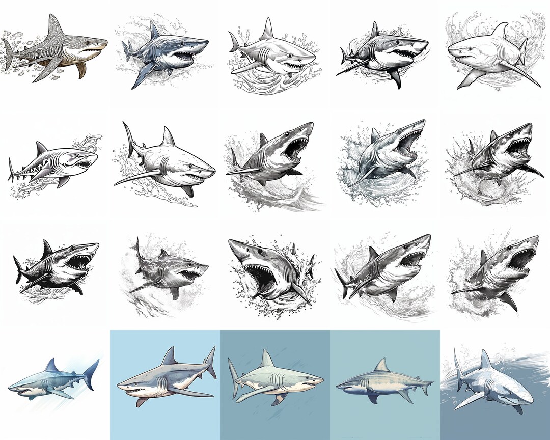 Sharks Svg - 20 Scalable Svg Images of Great White Sharks. Perfect for ...
