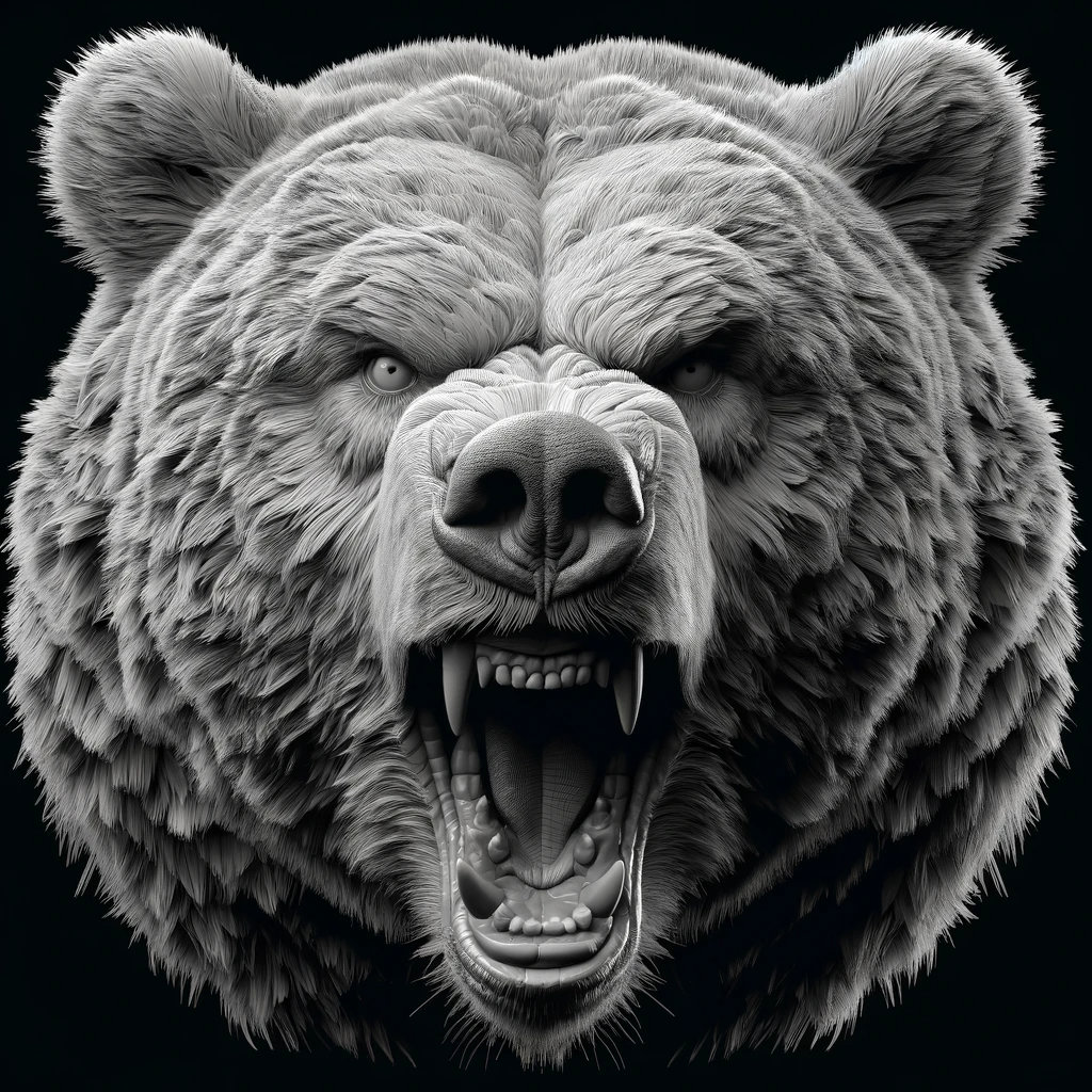4 Fierce Grizzly Bear Face 3D STL and Depth Map Files Perfect for CNC ...