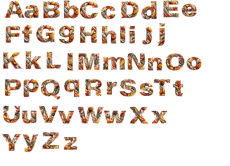 Fall-themed Alphabet Letters SVG & PNG Set Perfect for Scrapbooking ...