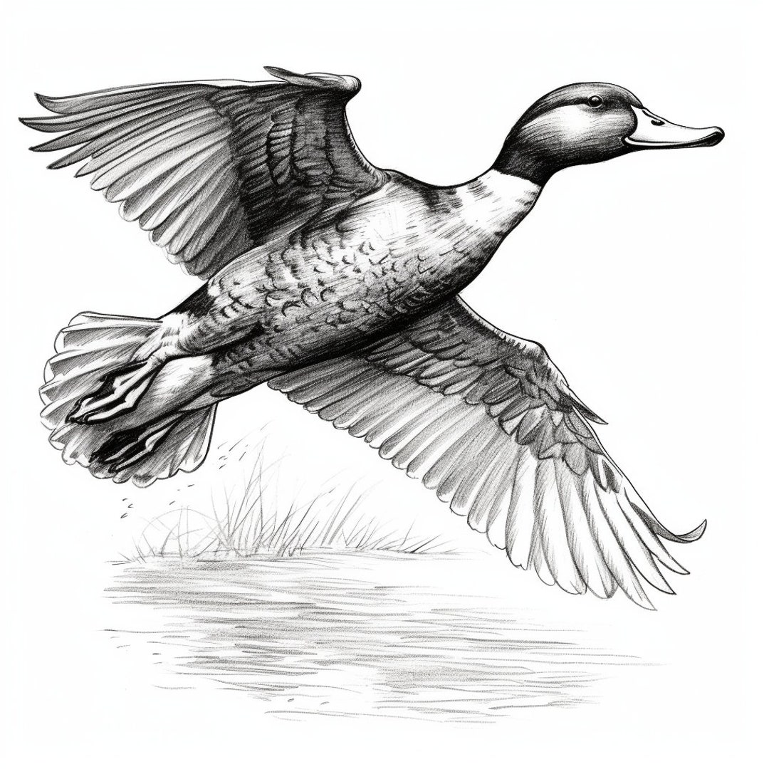 Mallard Duck In Flight Svg File Instant Download Etsy