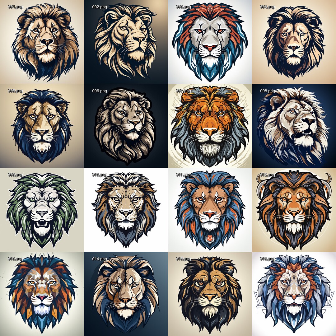 Majestic Lion Collection 16 SVG & PNG Files Ready for Laser Engraving T ...