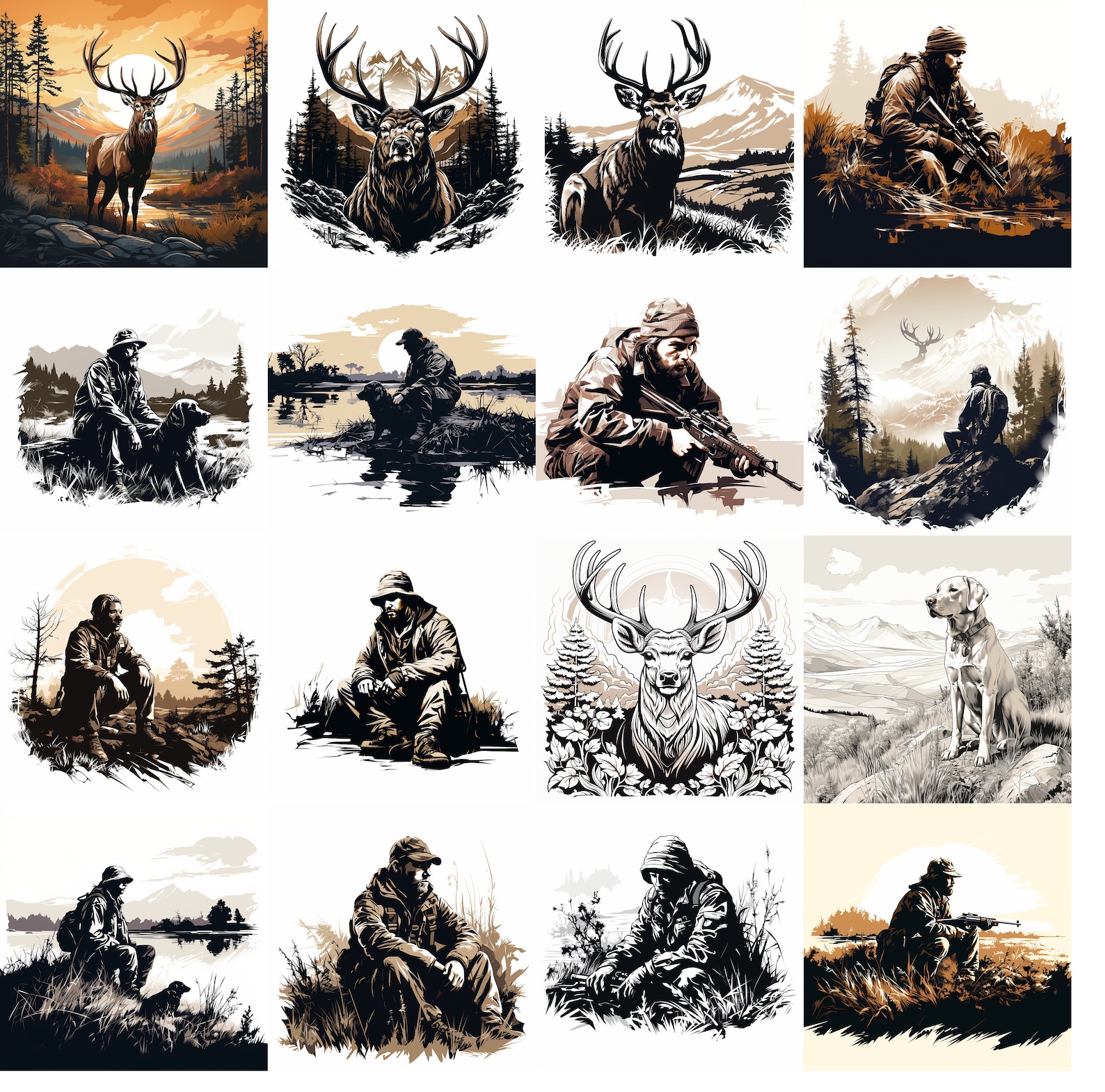 Hunting SVG Collection - 16 Exciting Hunting Scenes for Crafts. Cricut ...