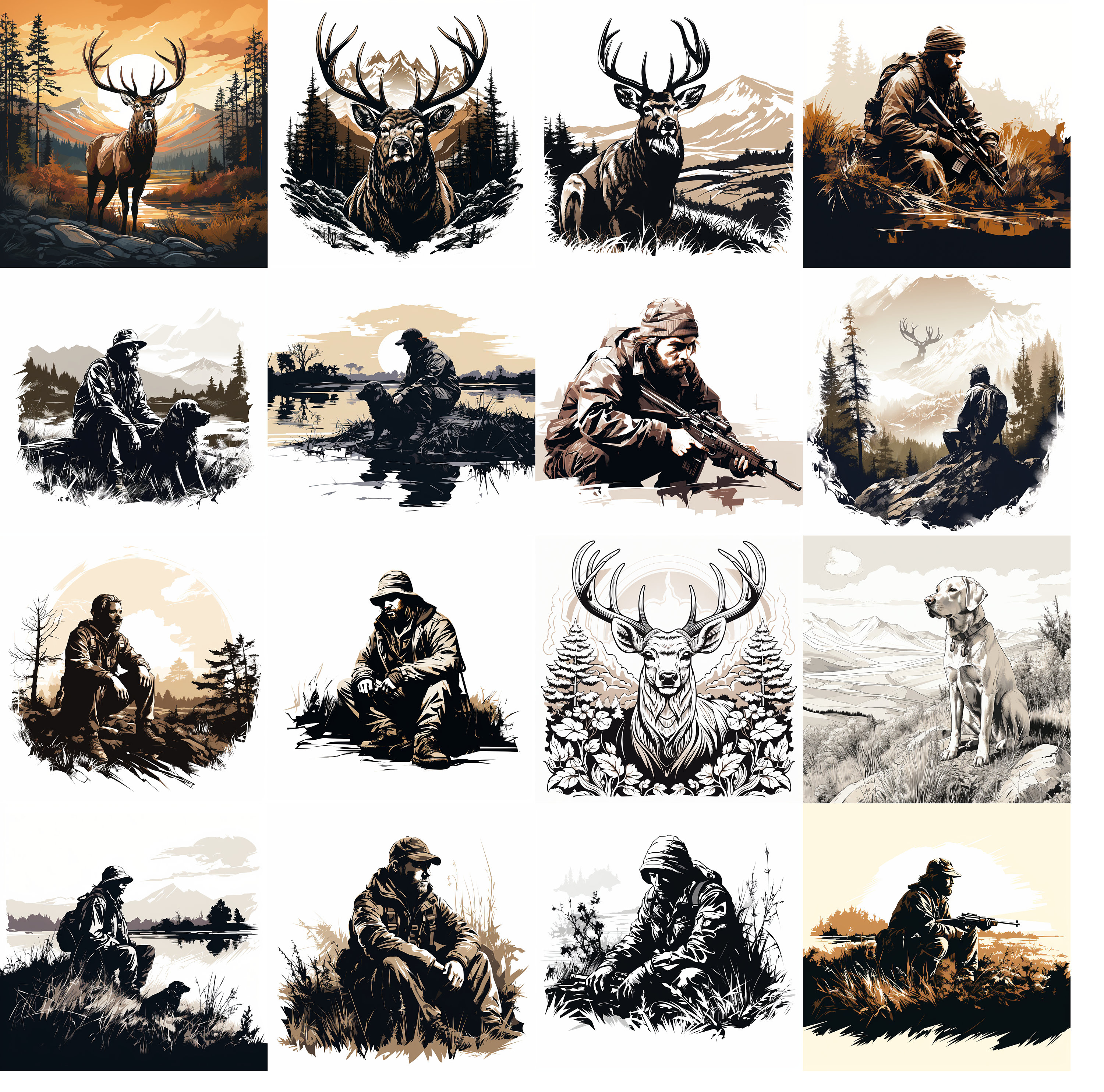 Hunting SVG Collection - 16 Exciting Hunting Scenes for Crafts. Cricut ...