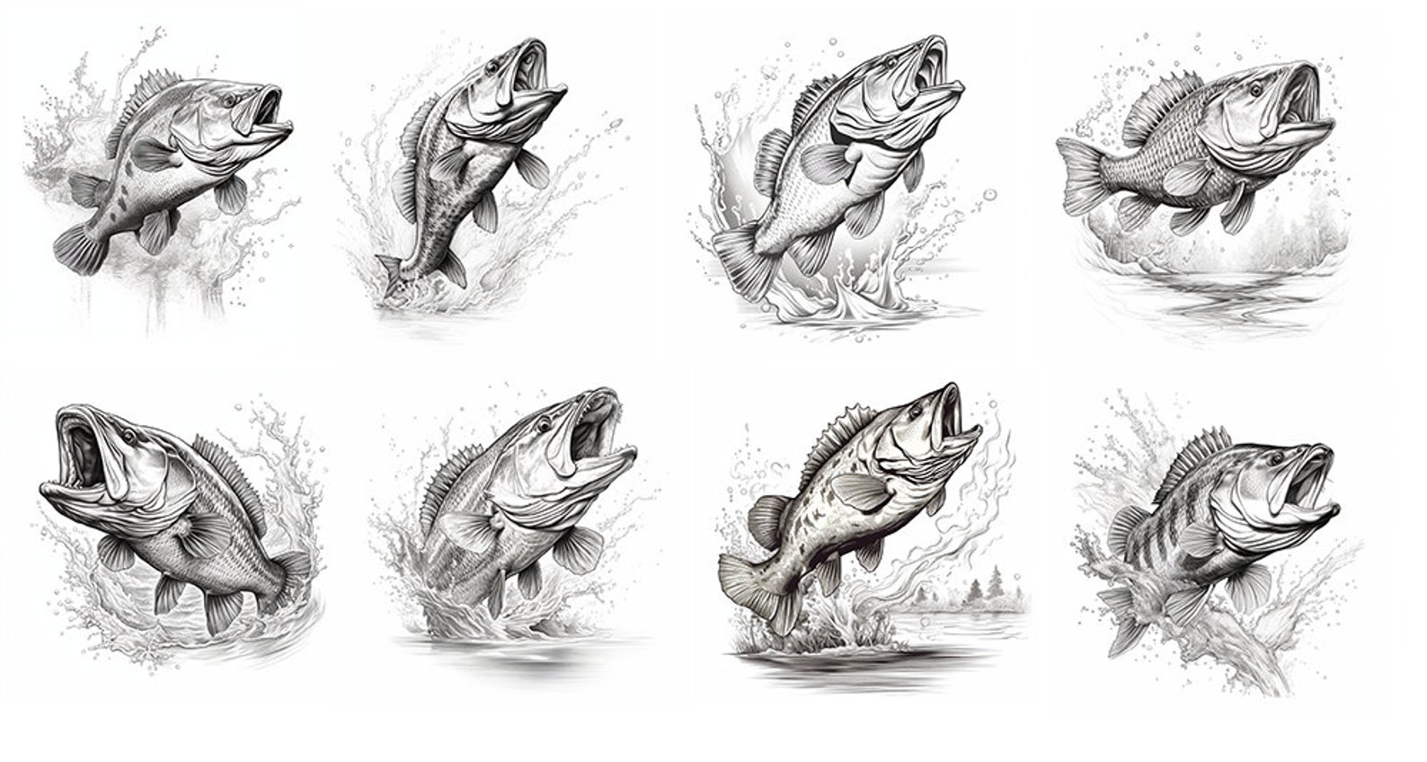 Large Mouth Bass Fish Svg File - Instant Download. 8 Large Mouth Bass ...