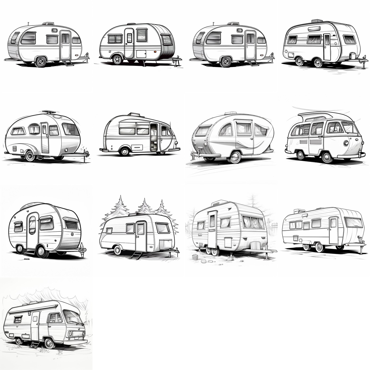 Travel Trailer Campers SVG Pack - 13 Charming SVG Designs Laser ...