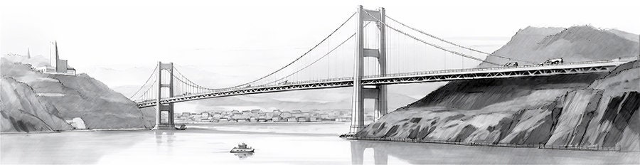 Large Suspension Bridge Engineering Drawing - Digital File ( 13056 X ...