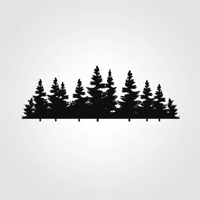 Treeline Svg Instant Download - 8 Skyline Silhouettes of a Line of Pine ...