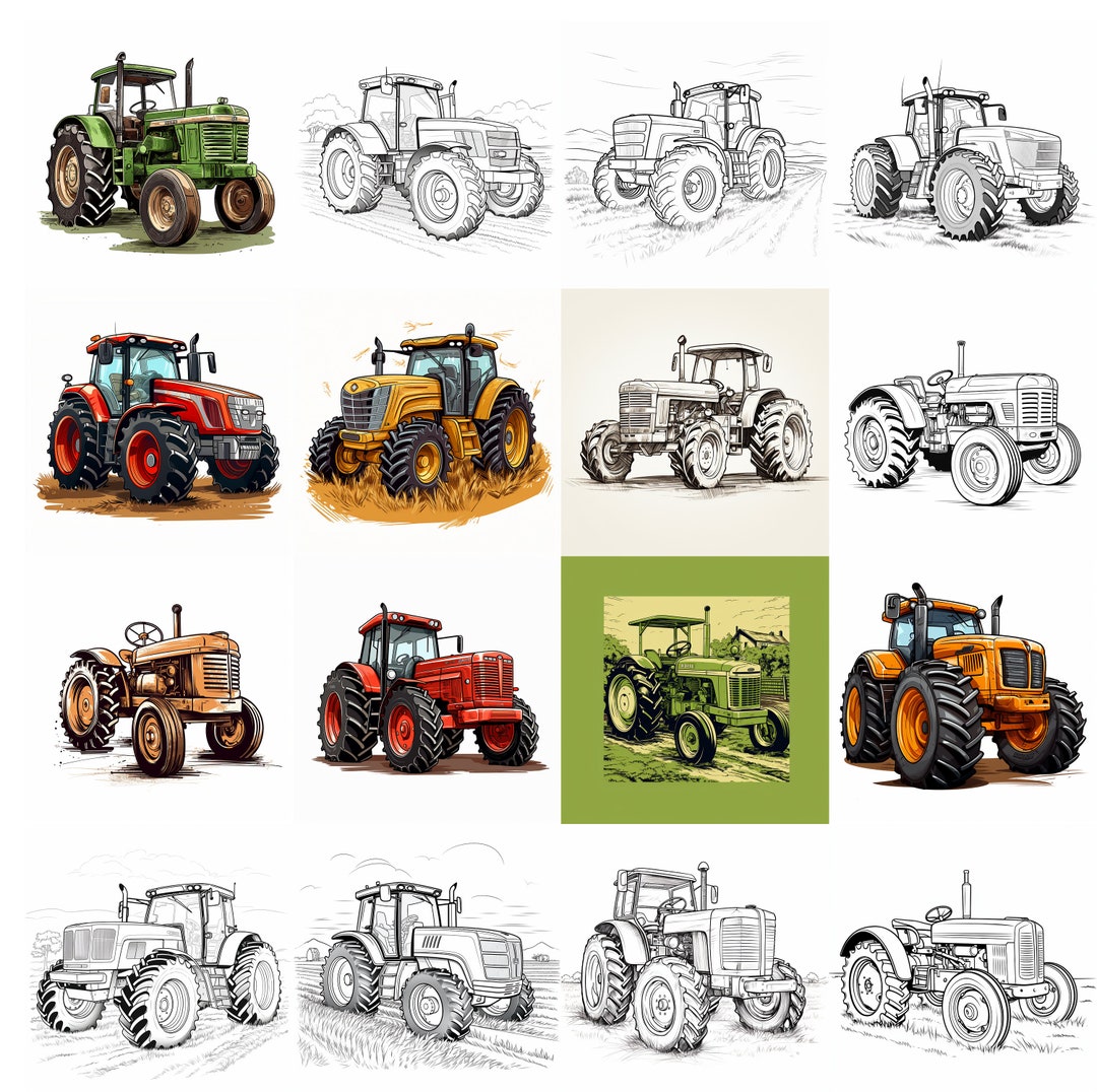 Farm Tractor SVG Set - Collection of 16 Vector Tractor Designs for ...