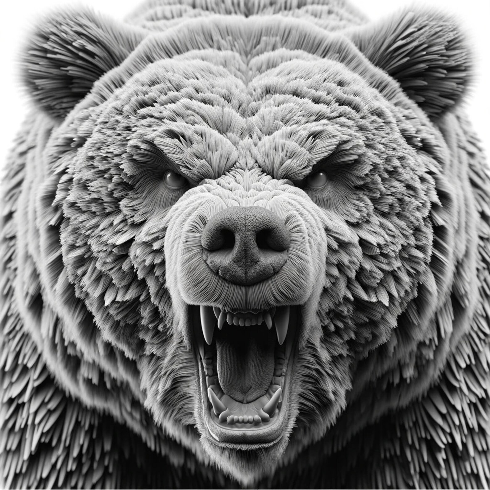 4 Fierce Grizzly Bear Face 3D STL and Depth Map Files Perfect for CNC ...