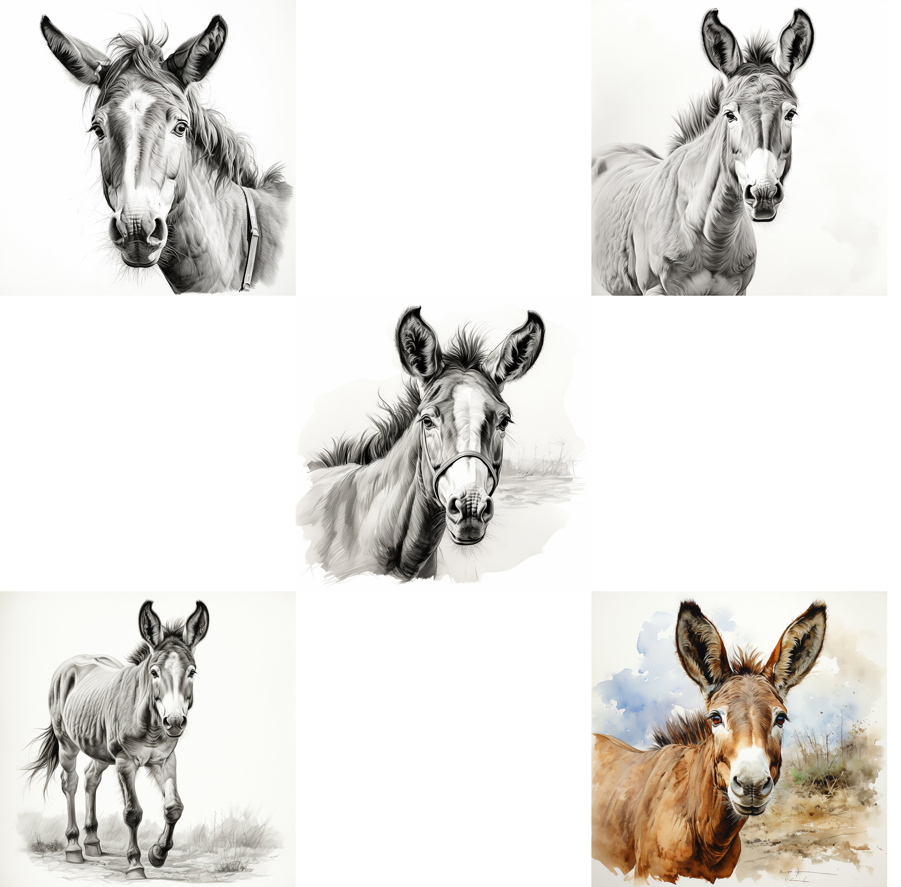 Collection of 5 Mule SVG and PNG Files for Engraving, Scrapbooking, and ...