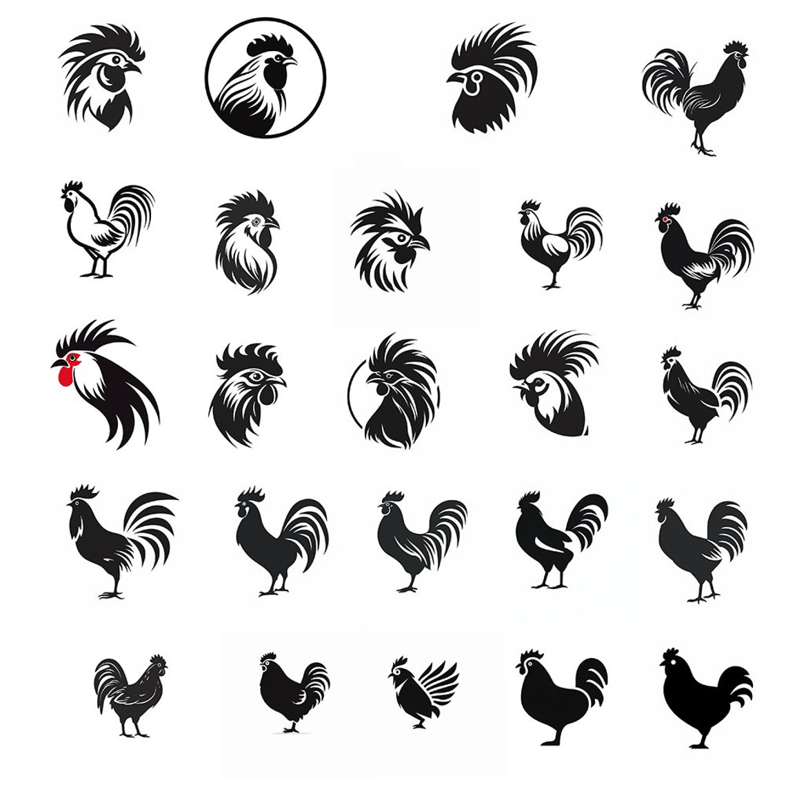 Roosters & Hens Svg - 24 Scalable Images of Rooster and Hen Chickens ...
