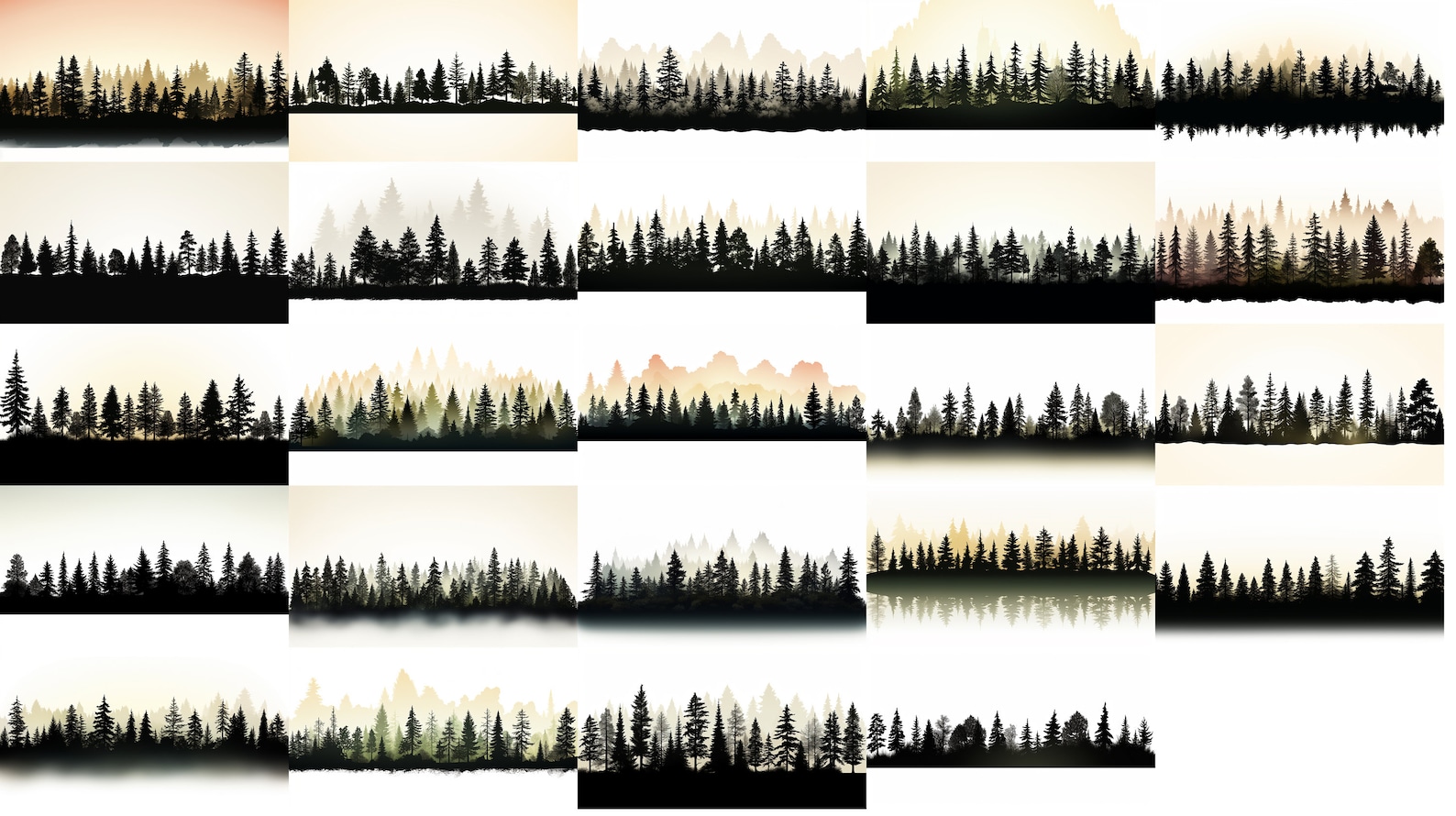Treeline Svg - 24 Skyline Silhouettes of a Line of Pine Trees. Trees ...