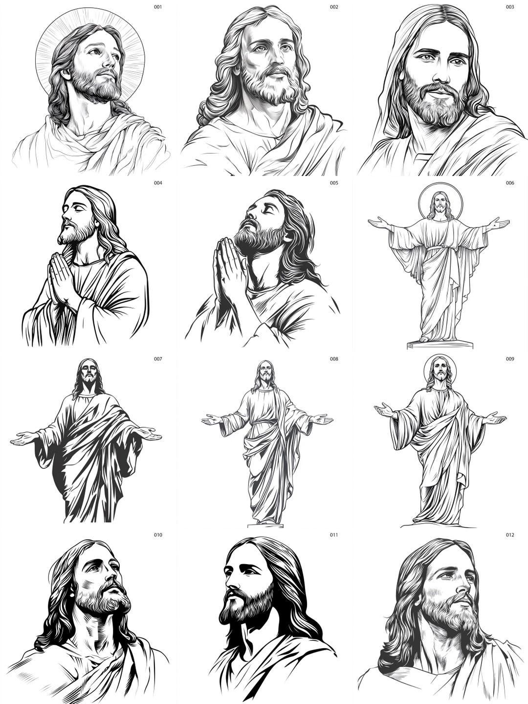 Jesus Christ SVG PNG Collection for Laser Cricut CNC T-shirts Tattoos ...