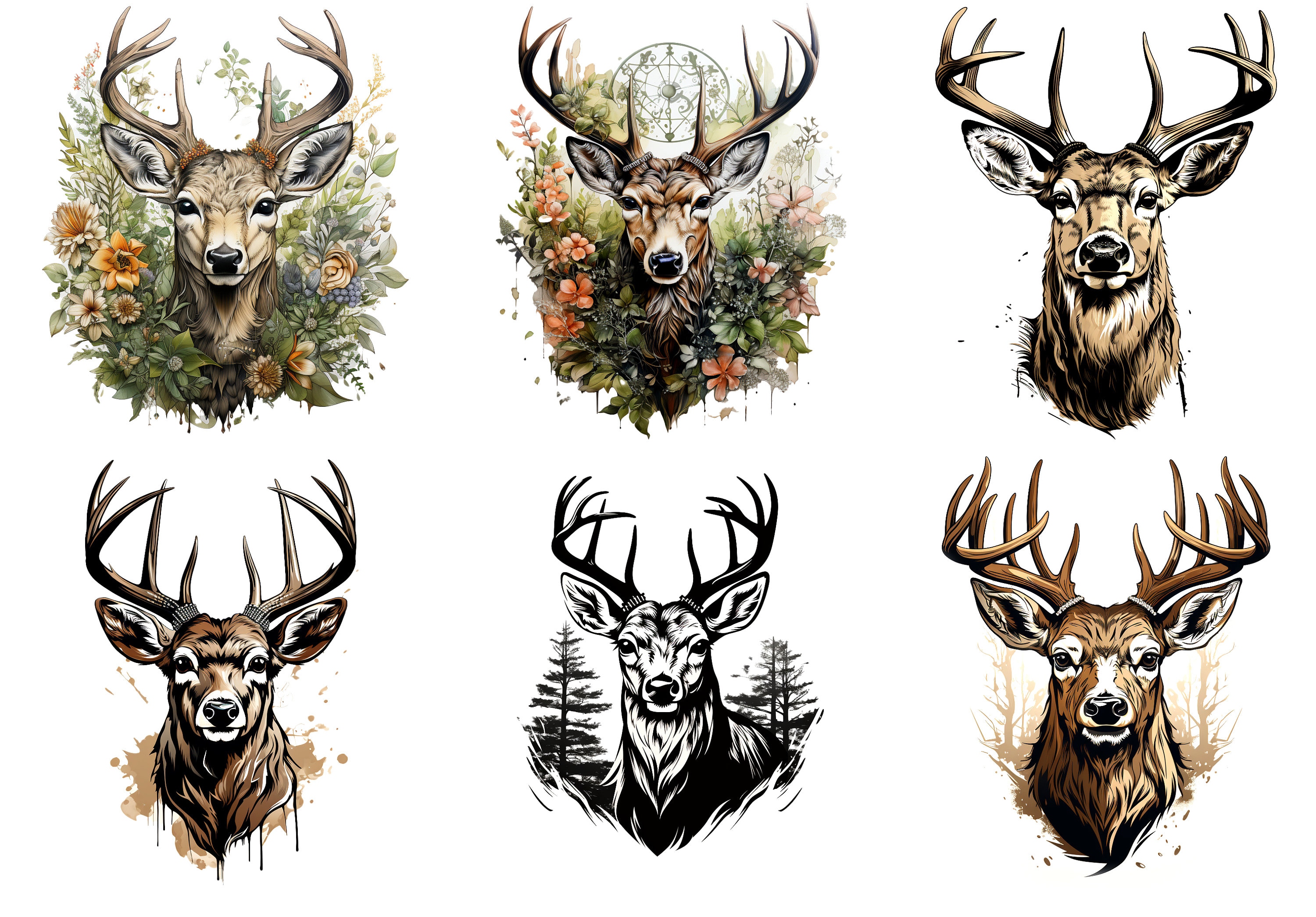 Whitetail Buck Deer SVG & PNG Collection 6 Whitetail Buck Deer Images ...