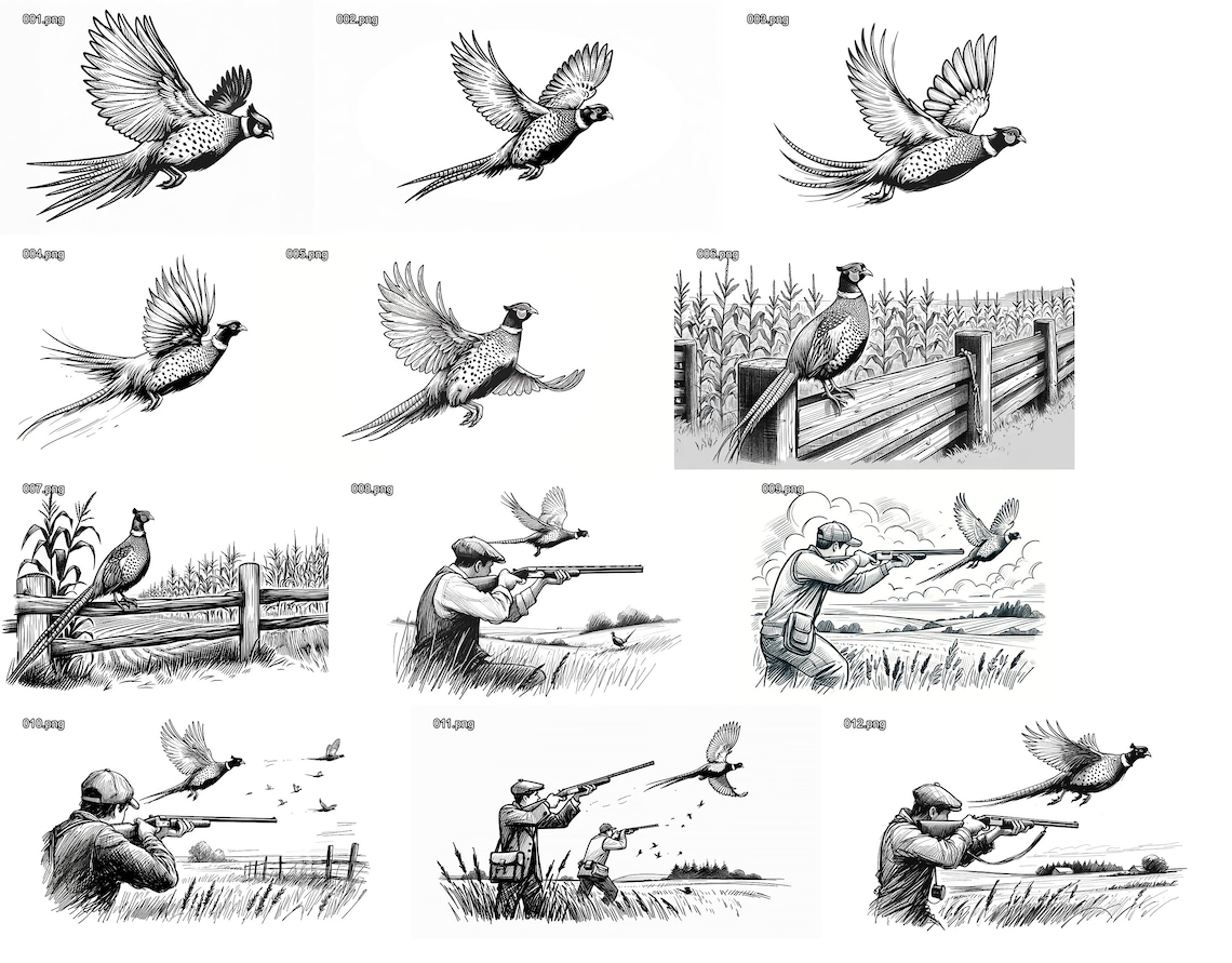 12 Ringneck Pheasant and Pheasant Hunting SVG Images Laser Engraving ...