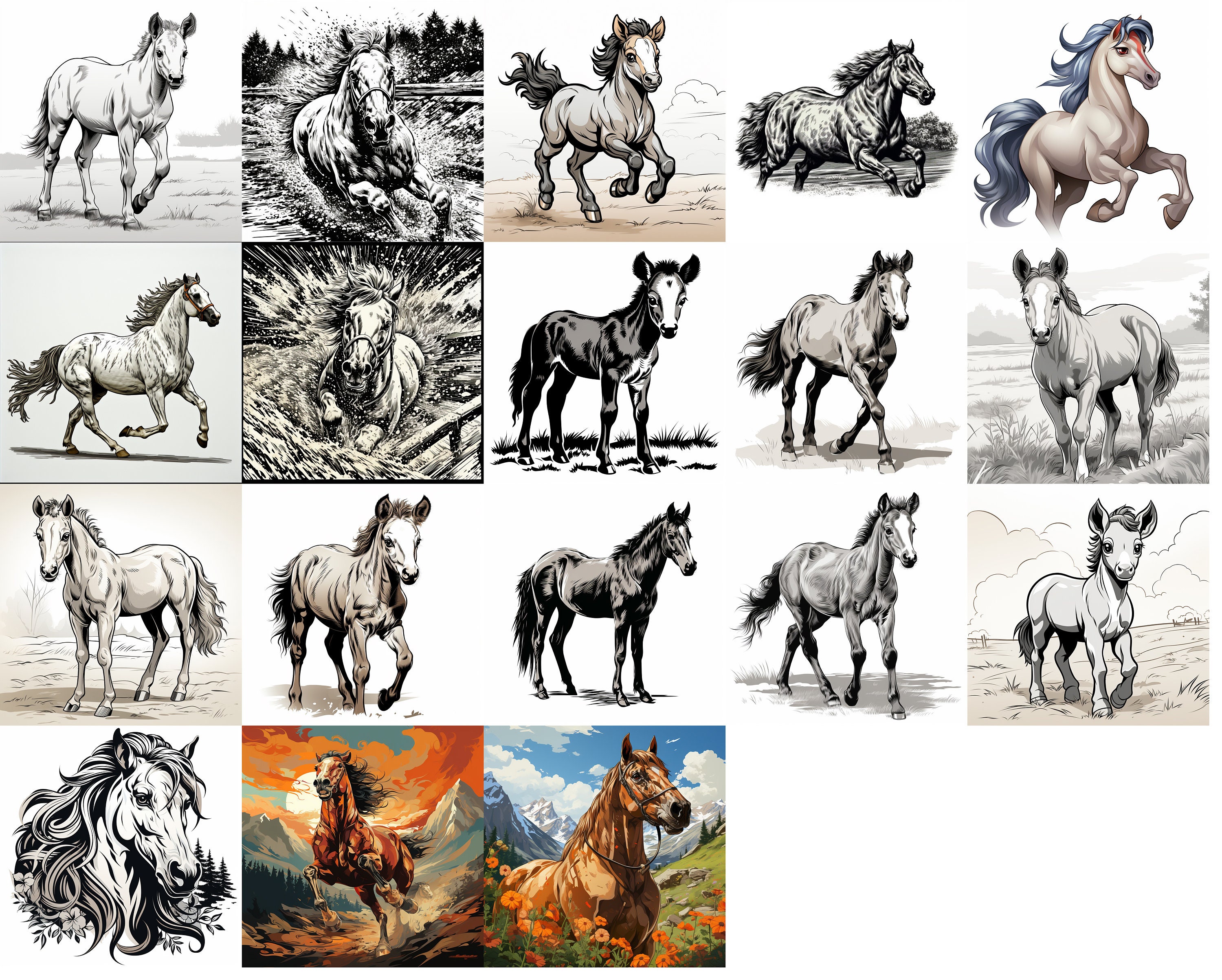 Elegant Horse Svgs: Set of 18 Stunning Horse Images for Scrapbooking ...
