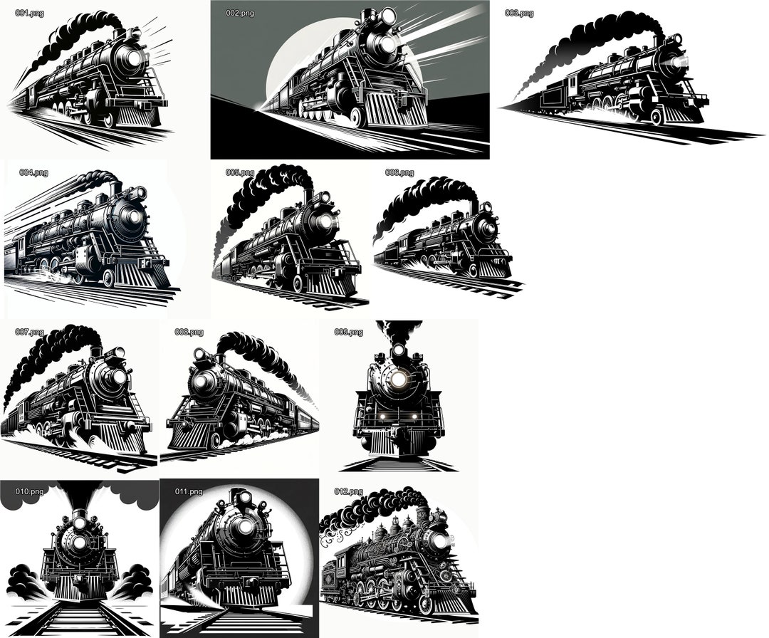 Classic Railroad Train Engine Svg / Png Bundle - 12 Dynamic Designs for ...