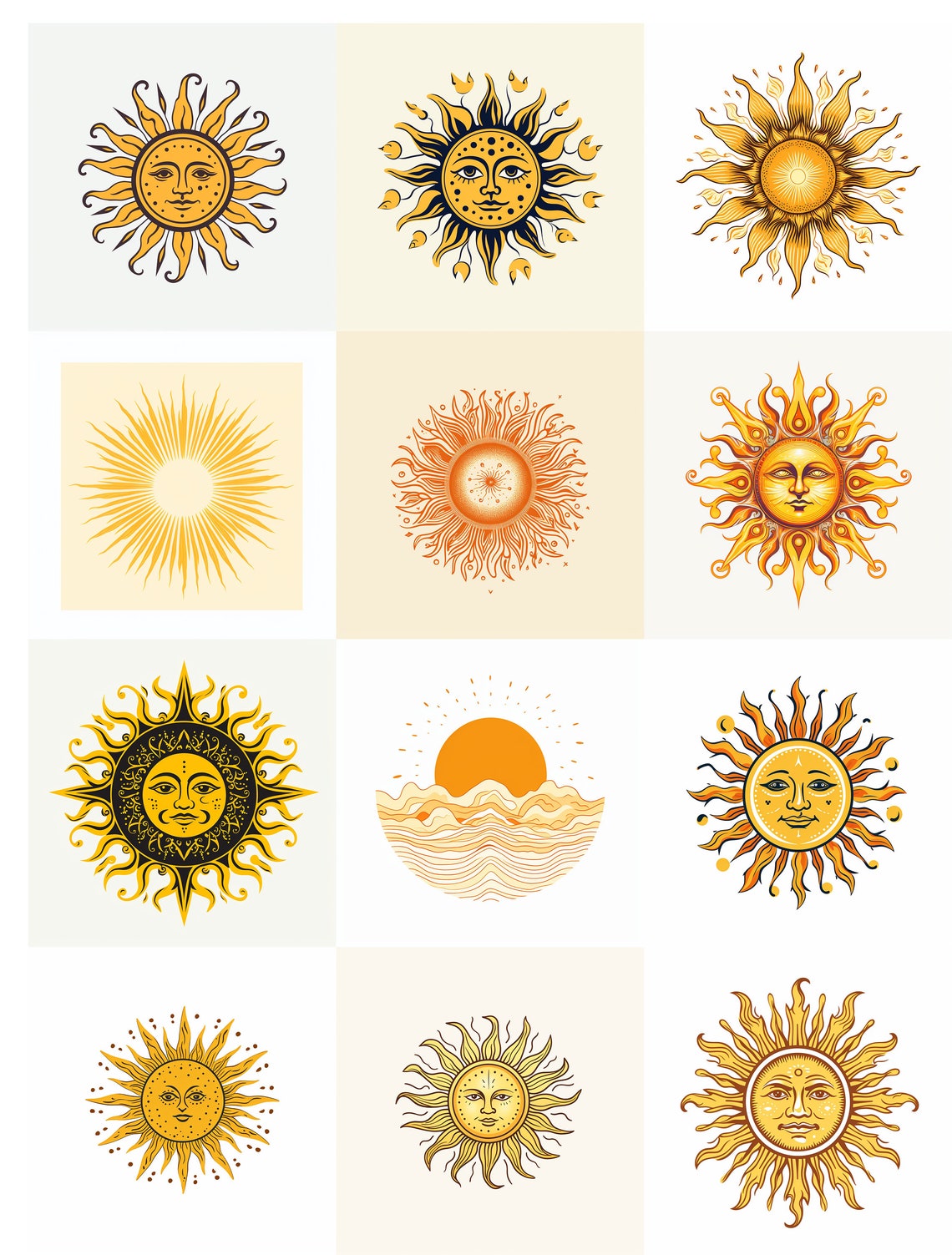 Artistic Sun SVG Collection - Set of 12 Unique Images - Instant ...