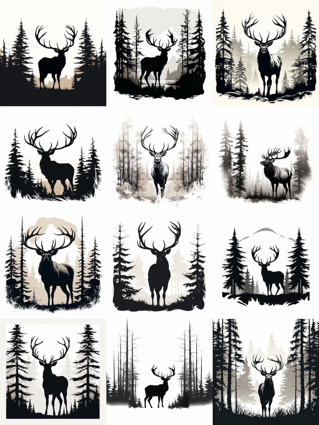 Elk Hunting, Bull Elk - Set of 12 Majestic SVG Designs for Scrapbooking ...