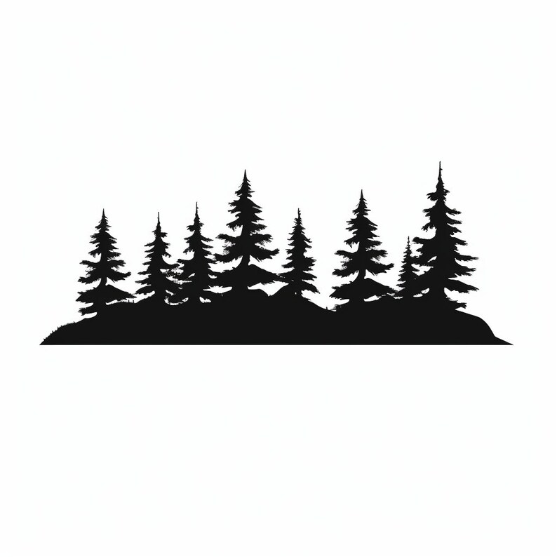 Treeline Svg Instant Download - 8 Skyline Silhouettes of a Line of Pine ...