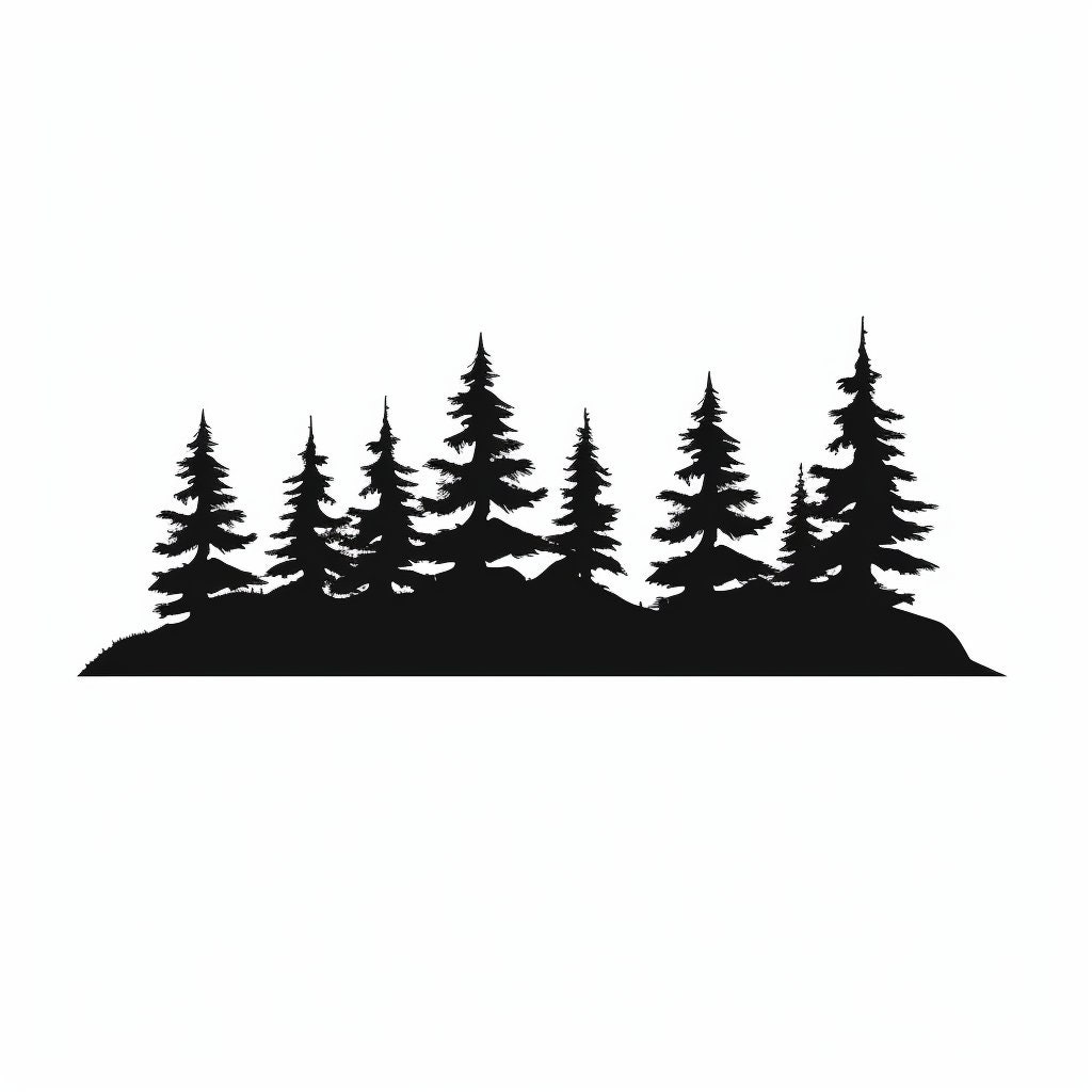 Treeline Svg Instant Download - 8 Skyline Silhouettes of a Line of Pine ...