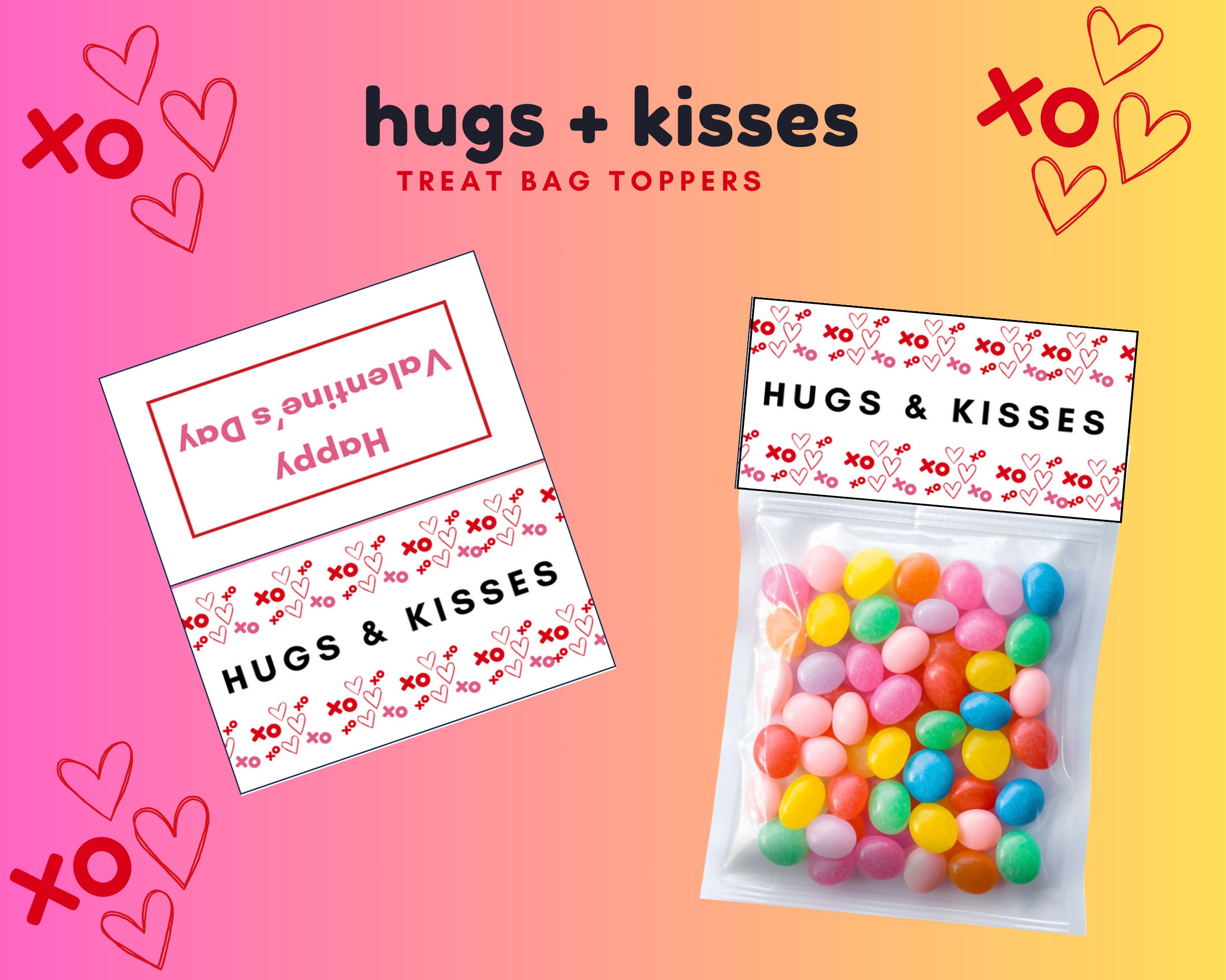 Hugs & Kisses Treat Bag Toppers - Etsy