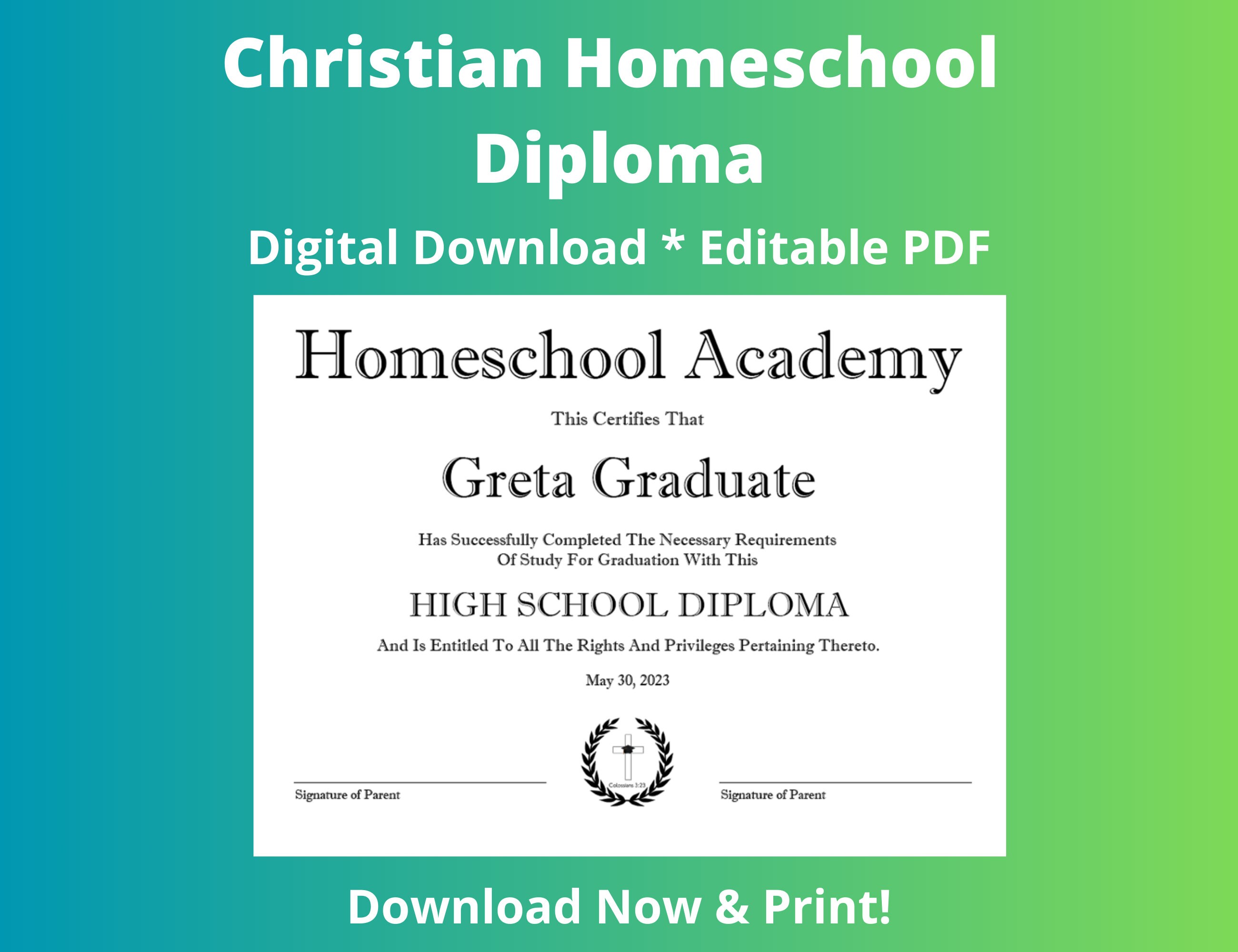 Editable Christian Homeschool High School Transcript - Etsy