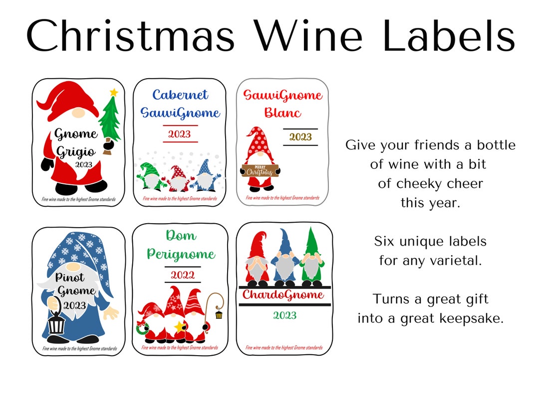 Christmas Gnome Wine Labels - Etsy