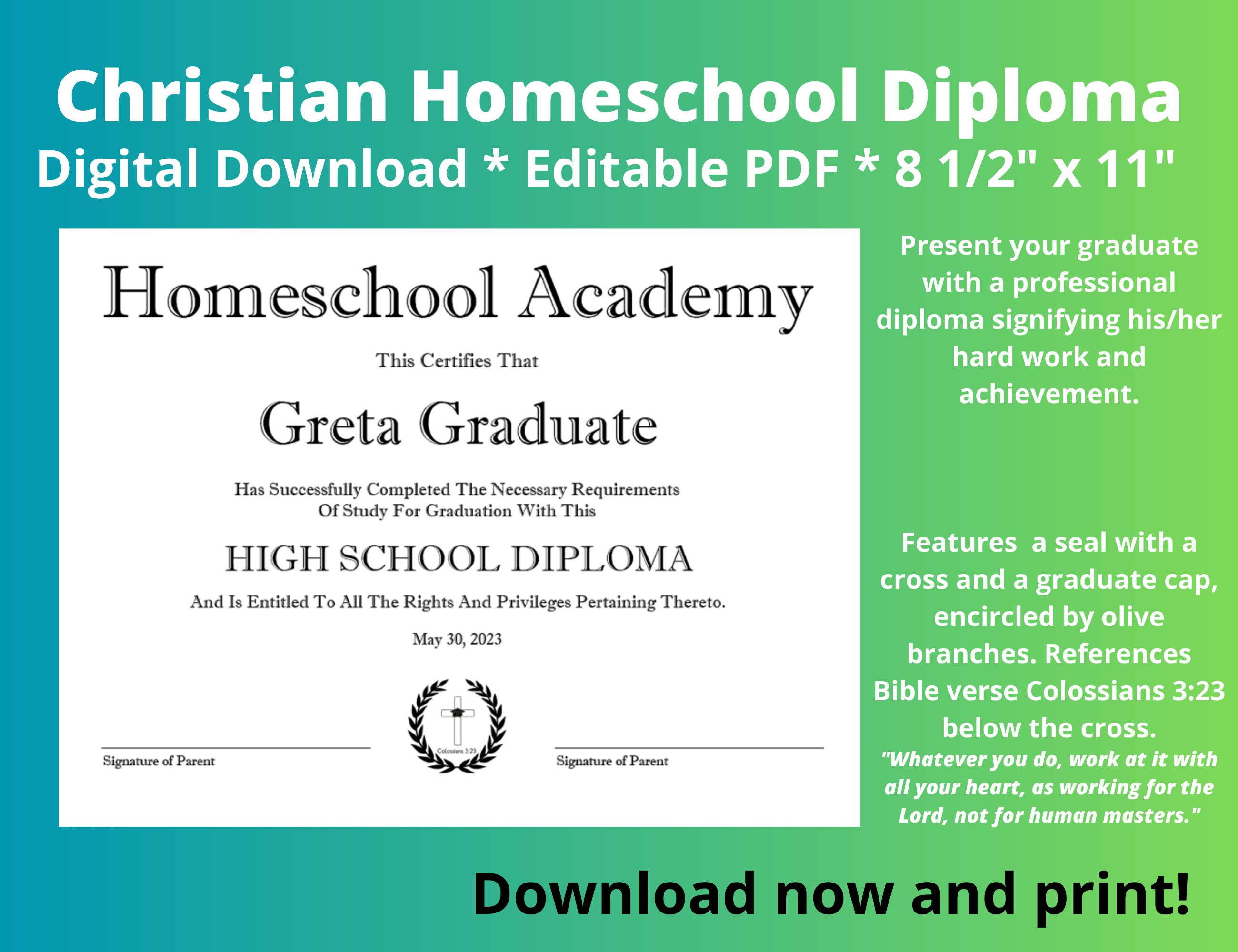 Editable Christian Homeschool High School Transcript - Etsy