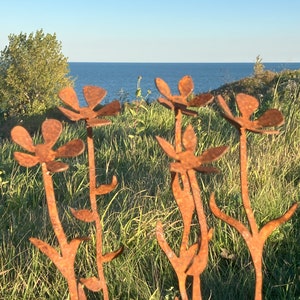 Rustic Metal Prairie Flower Set: Handmade Garden Art Sculpture, USA ...