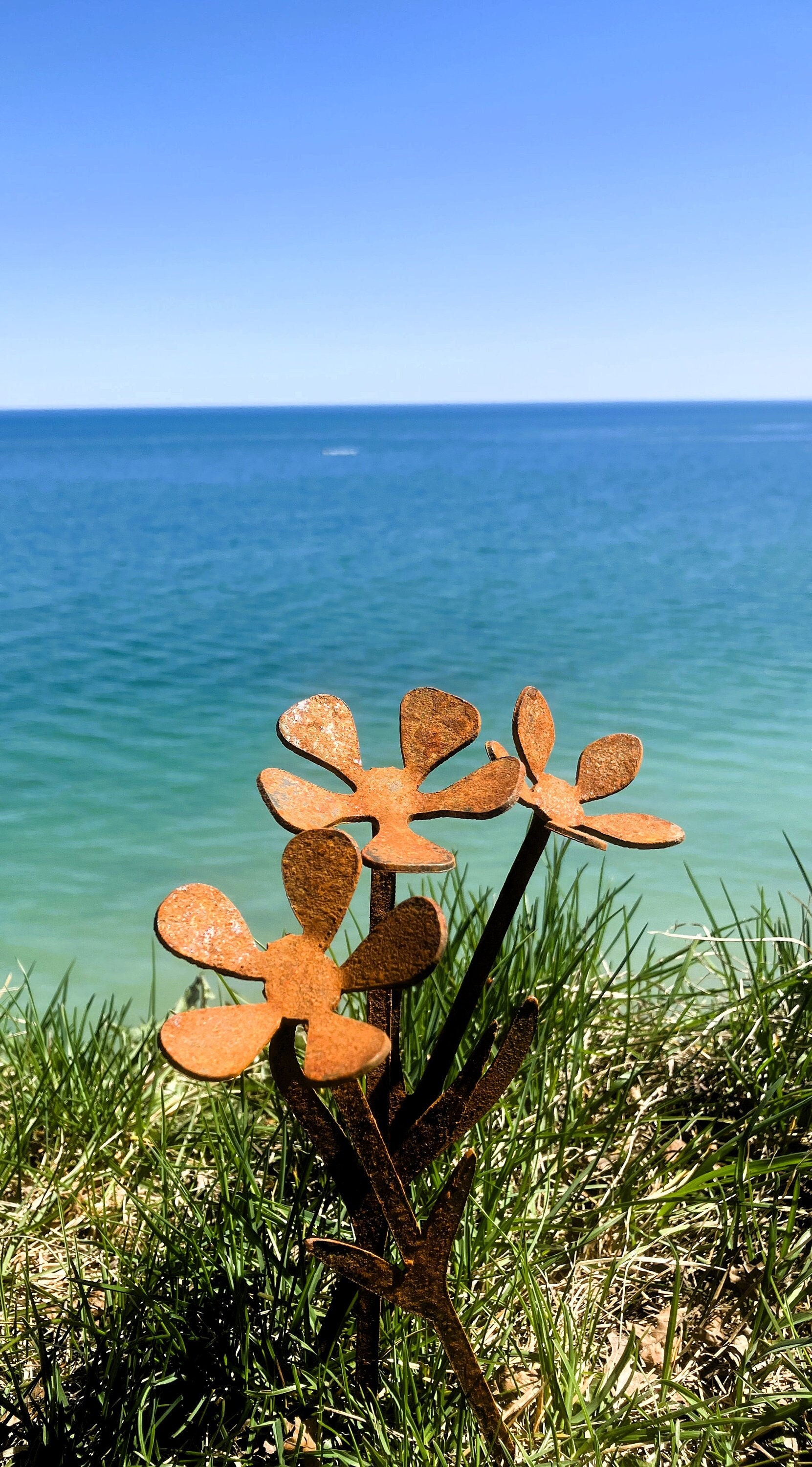 Rustic Metal Field Flowers - Set of 3 - Handmade Garden Art Sculpture ...