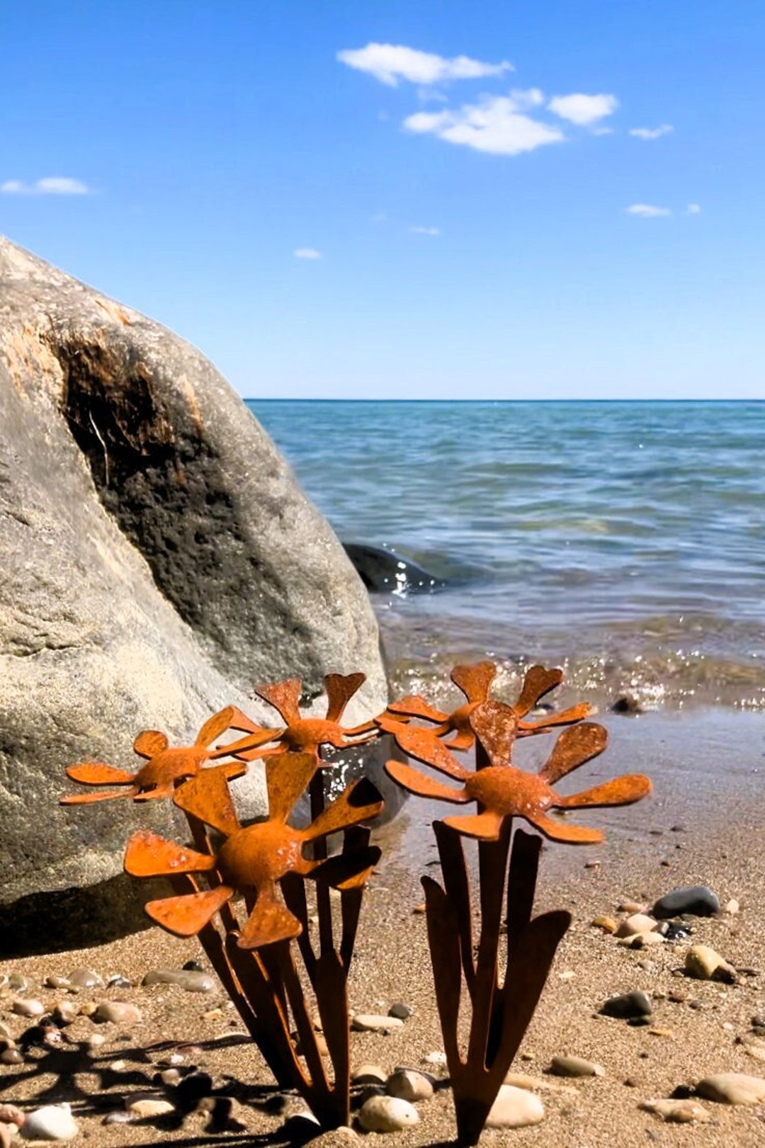 Rustic Metal Garden Flowers - Handmade Outdoor Sculpture Set of 5 - Etsy
