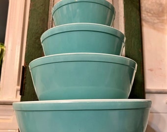 Vintage Pyrex Turquoise robin Egg Blue Mixing Bowl Set - Etsy