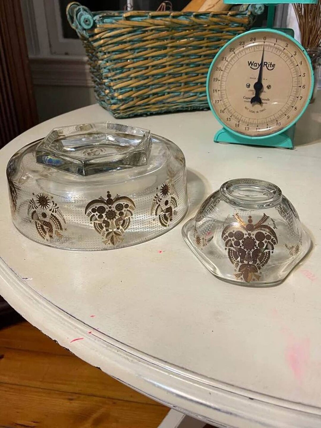 MCM Vintage Georges Briard Glass Chip & Dip Bowl Set W/ Gold Sonata ...