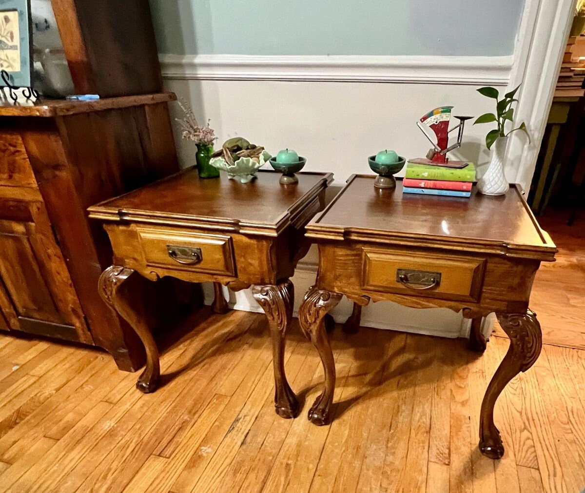 Pair of Solid Wood Chippendale Ball & Claw Foot End Tables - Etsy