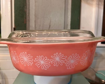 Pink Daisy Vintage Pyrex Oval Covered Casserole Dish With Lid 043 ...