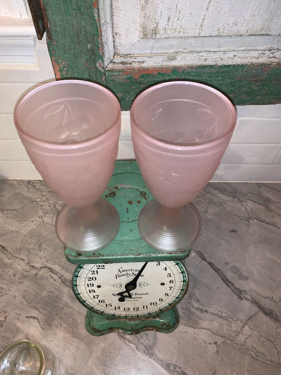 Pink Arcoroc Luminarc France Frosted Glass Goblet Pair - Etsy