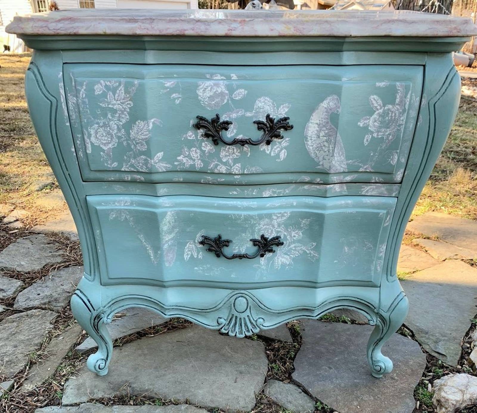 SOLD Do Not Purchase French Toile Bombe Chest of Drawers With Marble ...