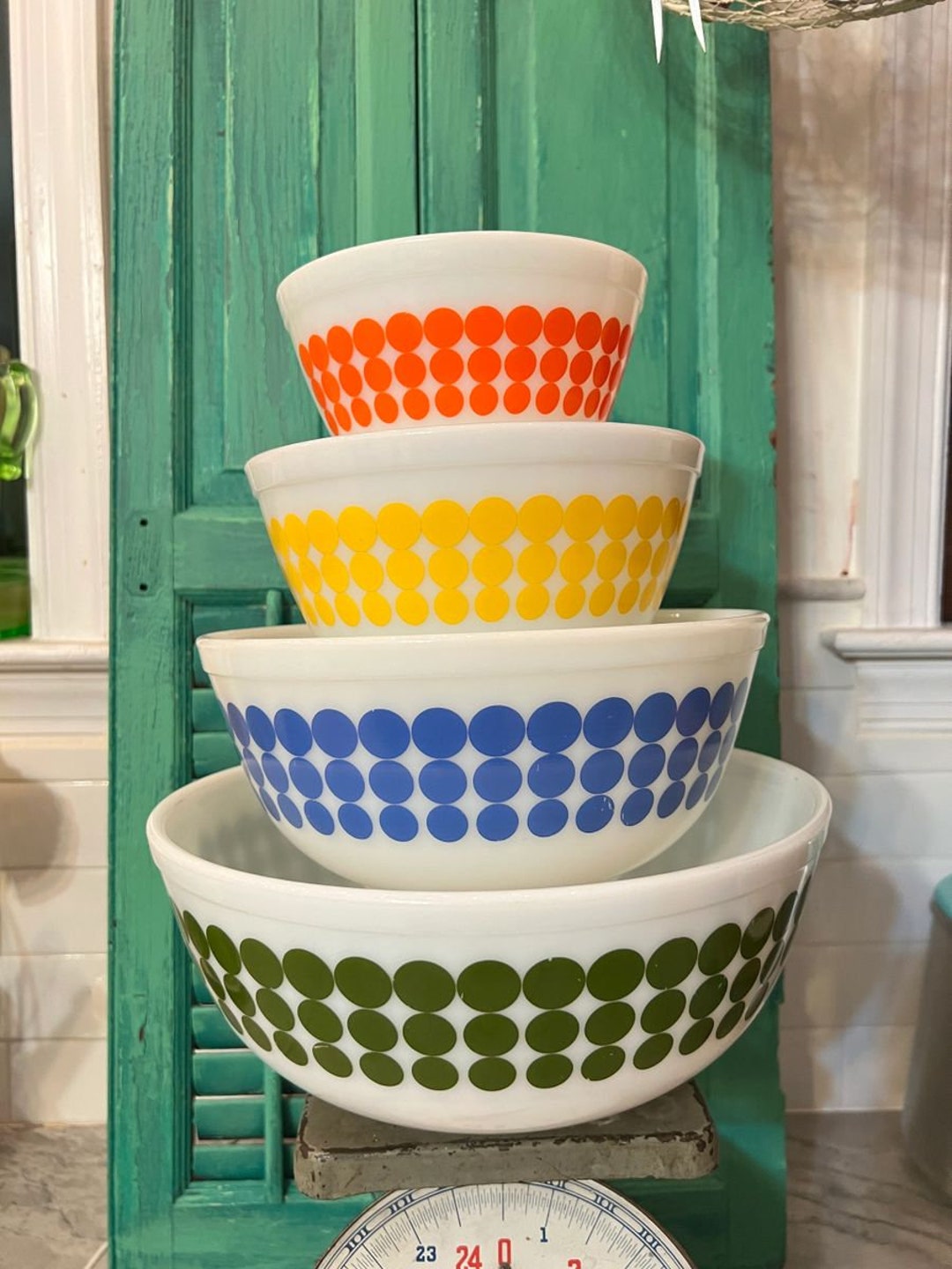 Pyrex Dots Mixing Bowl Set HTF - Etsy