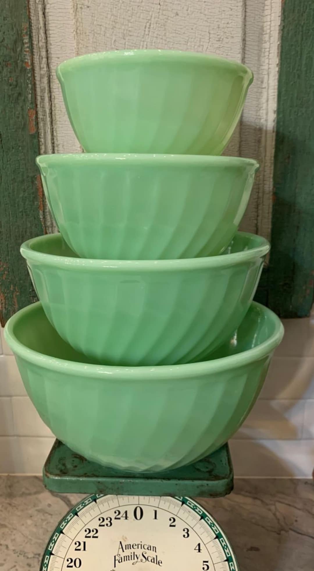 Vintage Fire King Jadeite Mixing Bowl Set - Etsy