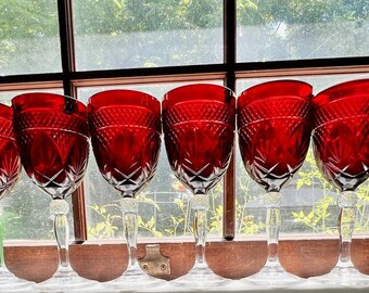 Large 9''T Luminarc Cristal D'arques Ruby Red Cut - Etsy