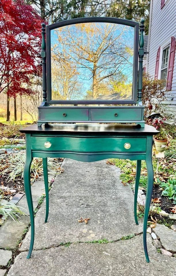 Reimagined Antique Vanity Table and Mirror - Etsy