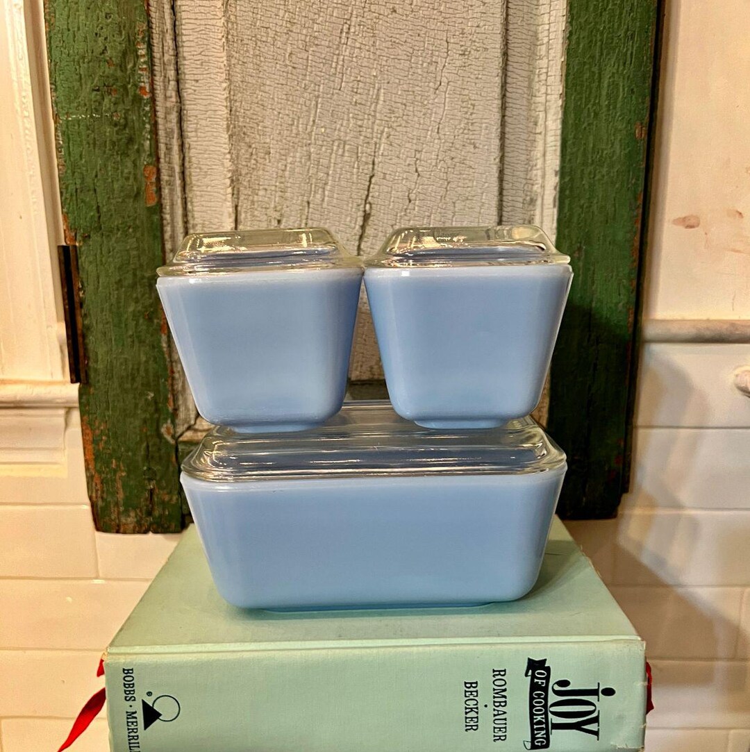 Pyrex Delphite Bluebelle Refrigerator Dish Set With Clear Lids - Etsy