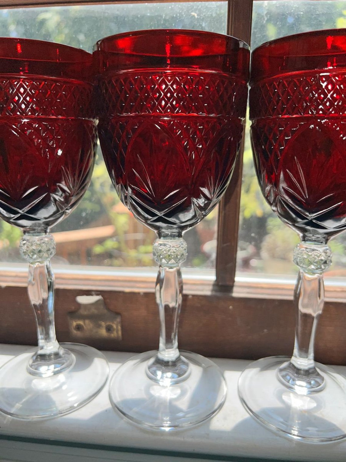 Luminarc Cristal D'arques Durand Ruby Red Stem Goblet EACH - Etsy