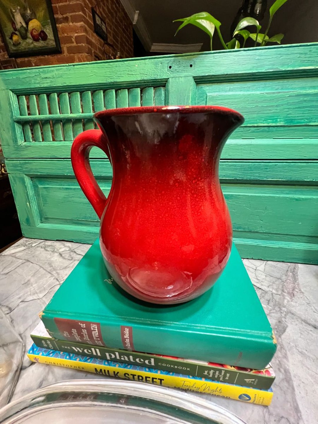 Red Pottery Pitcher Jug Italy - Etsy