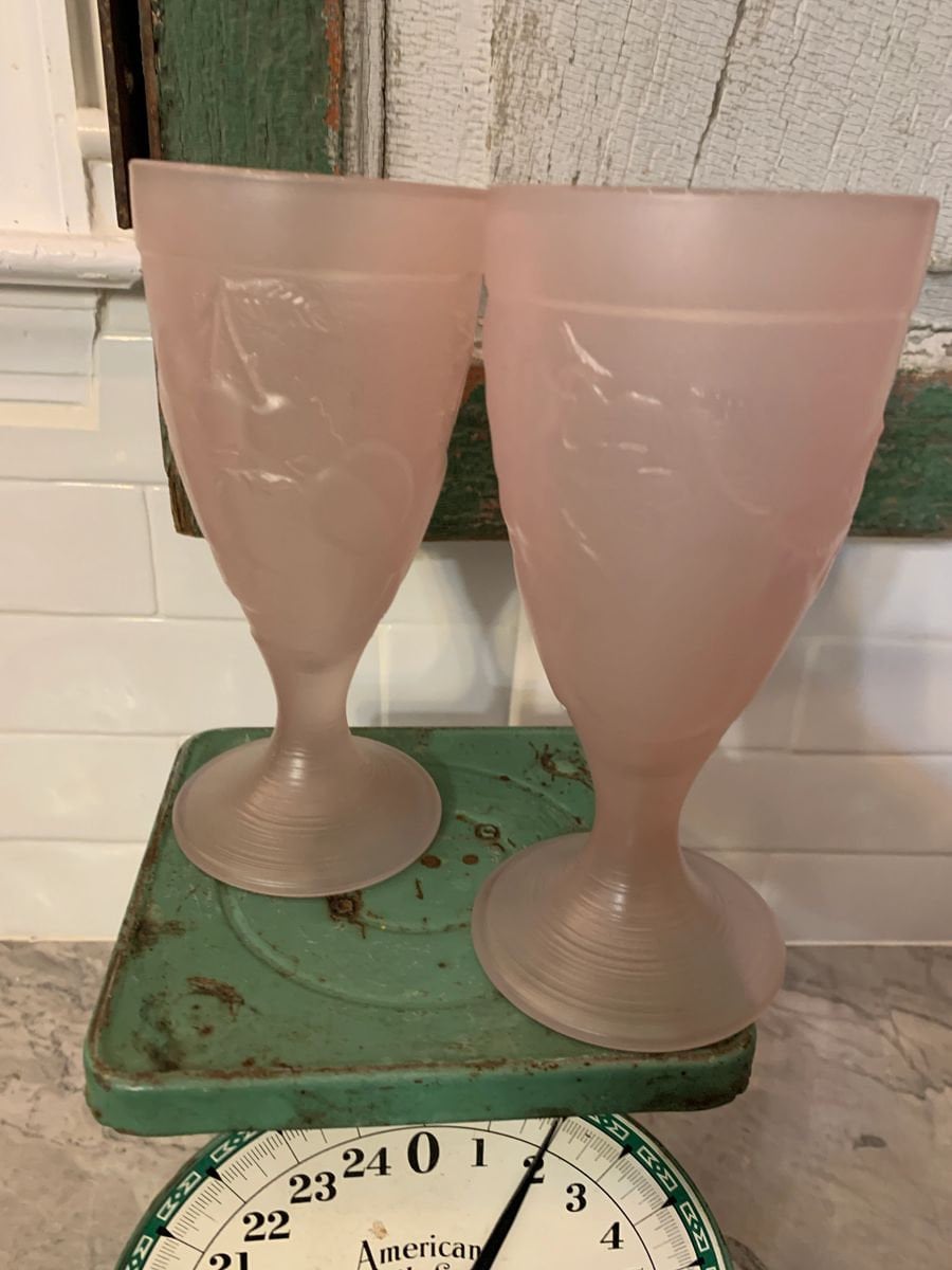 Pink Arcoroc Luminarc France Frosted Glass Goblet Pair - Etsy