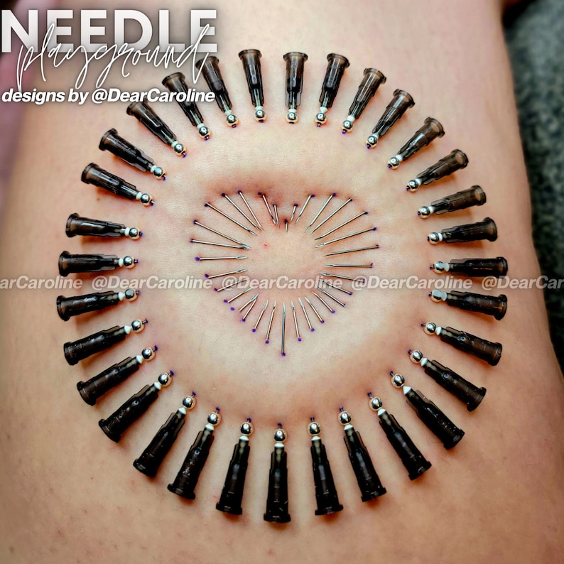 Easy Beginner Circled Heart Needle Play Design / Stencil - Artistic ...